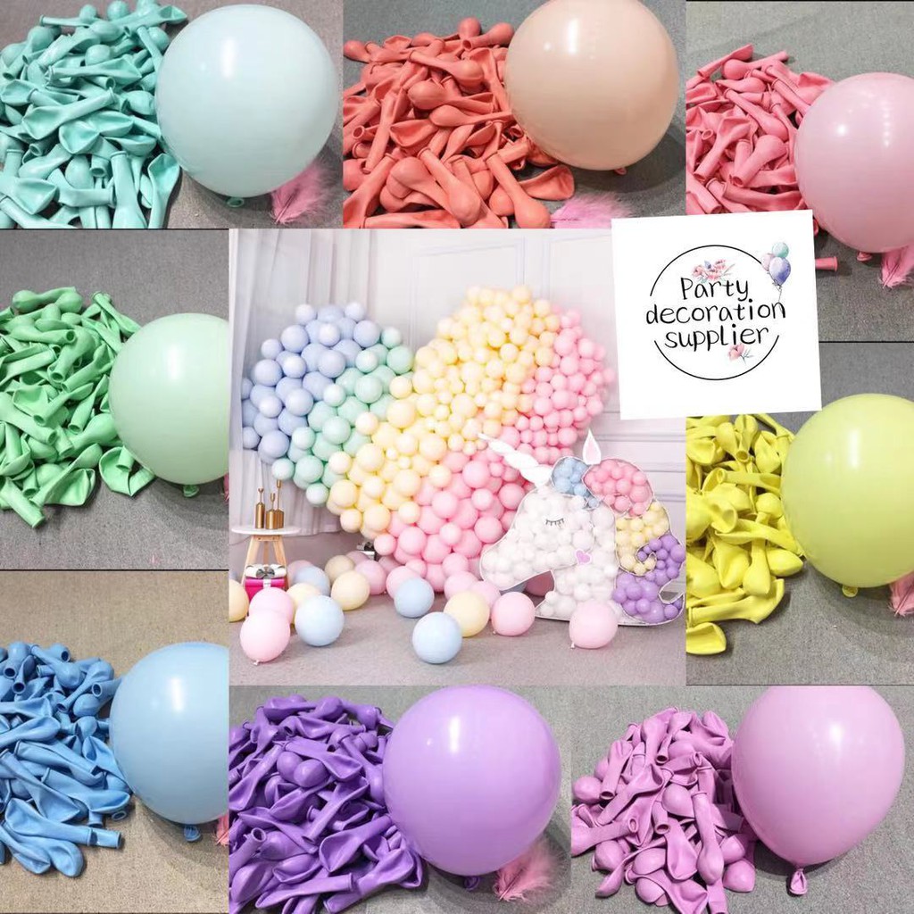 999party 10inch (10pcs) Pastel Macaroon Balloons Birthday Decorations ...