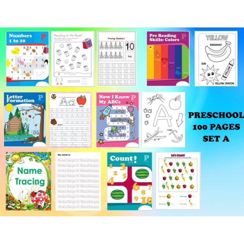 SET A 100 PAGES PRESCHOOL / NURSERY WORKBOOK | Shopee Philippines