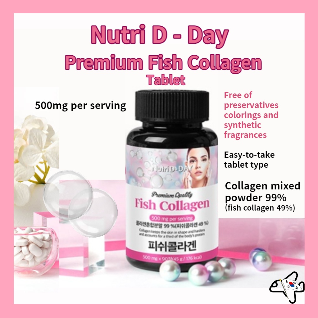 Nutri D - Day Premium Fish Collagen Tablet/Low molecular weight fish collagen/Easy-to-take ...