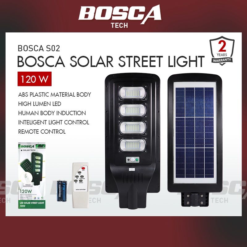 BOSCA Solar Street Light LED IP65 S02 120W Solar Panel 16w Remote ...
