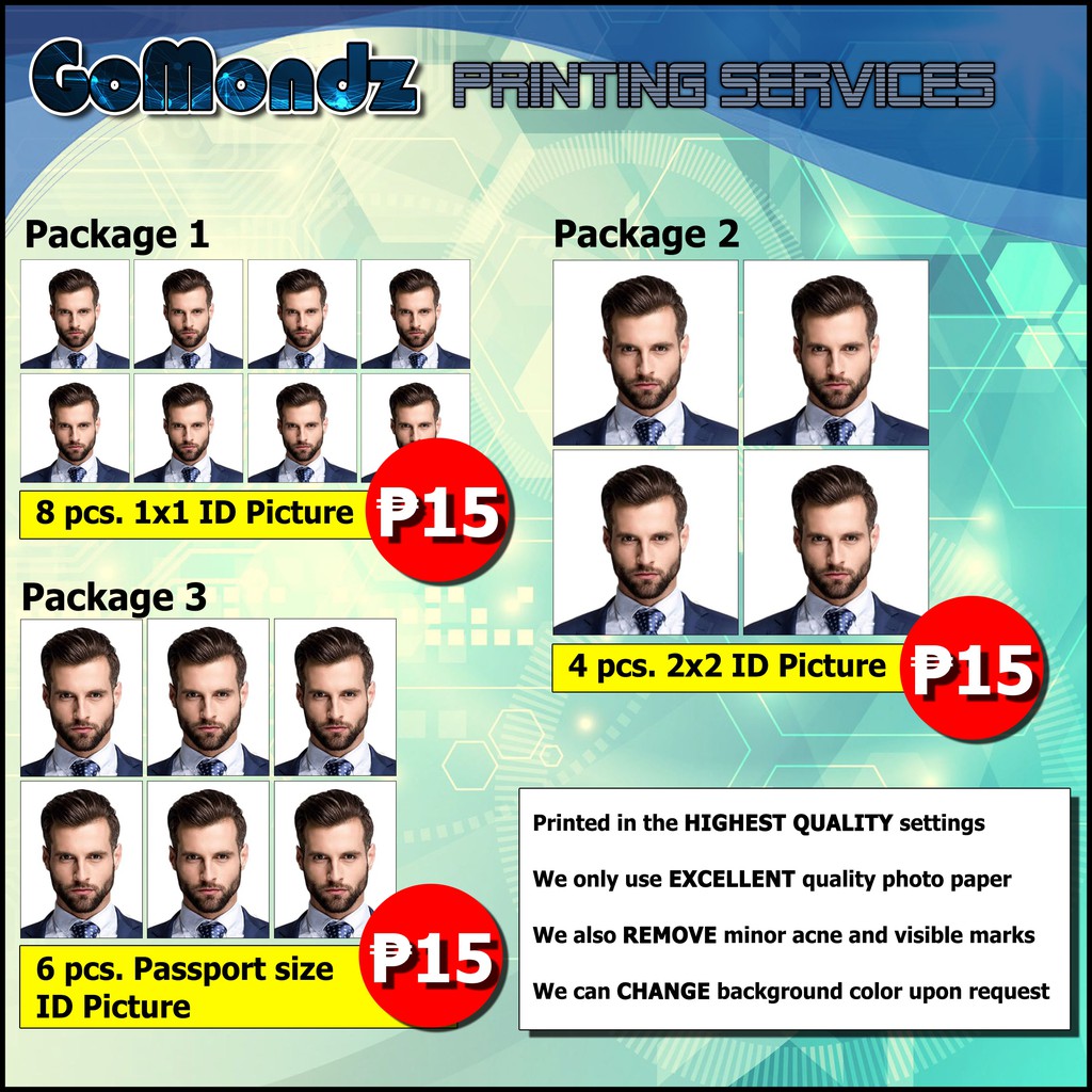 ID Picture Package 1x1 2x2 Passport Size | BeeCost
