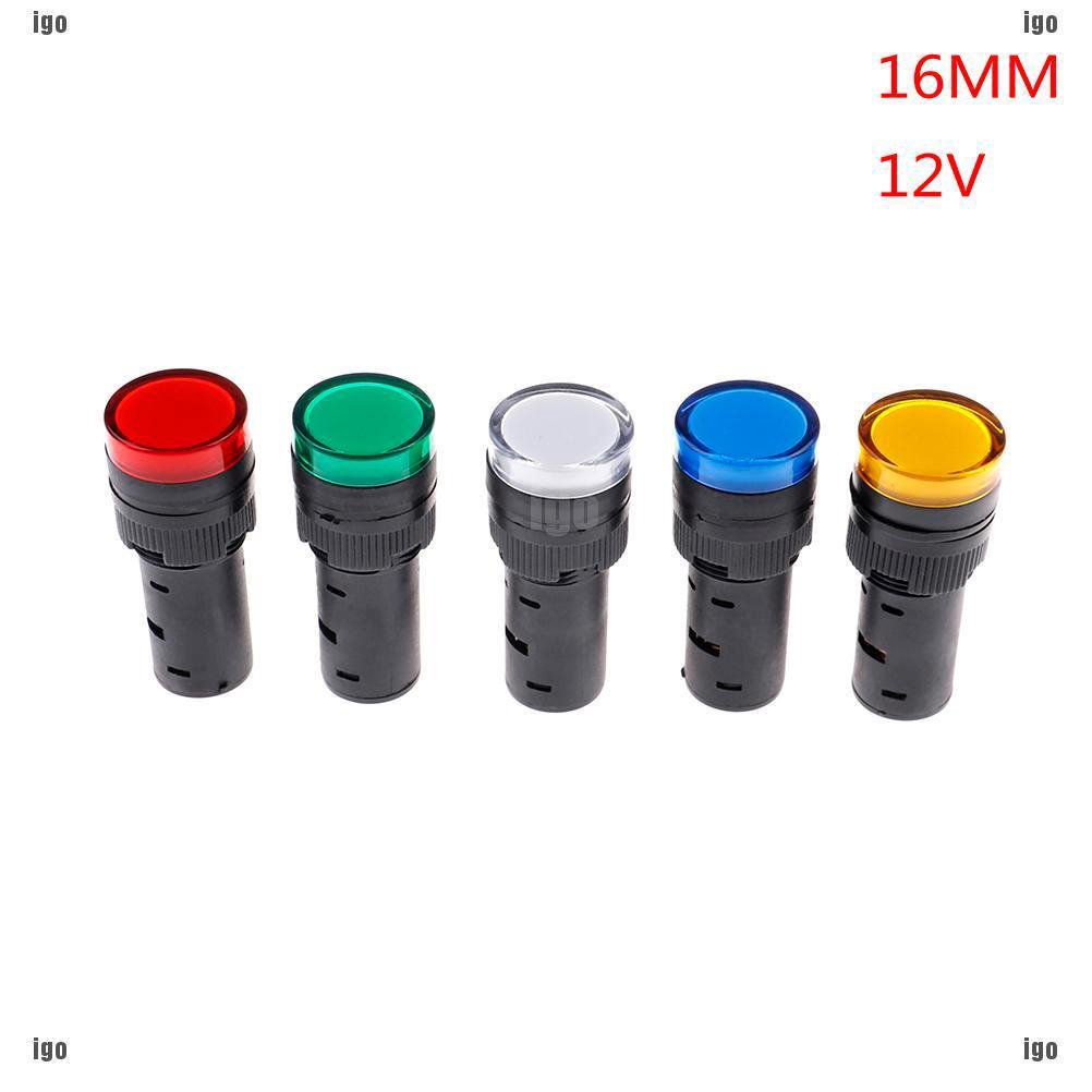 1Pc 16mm 12V LED pilot panel indicator signal warning light lamp AC/DC ...