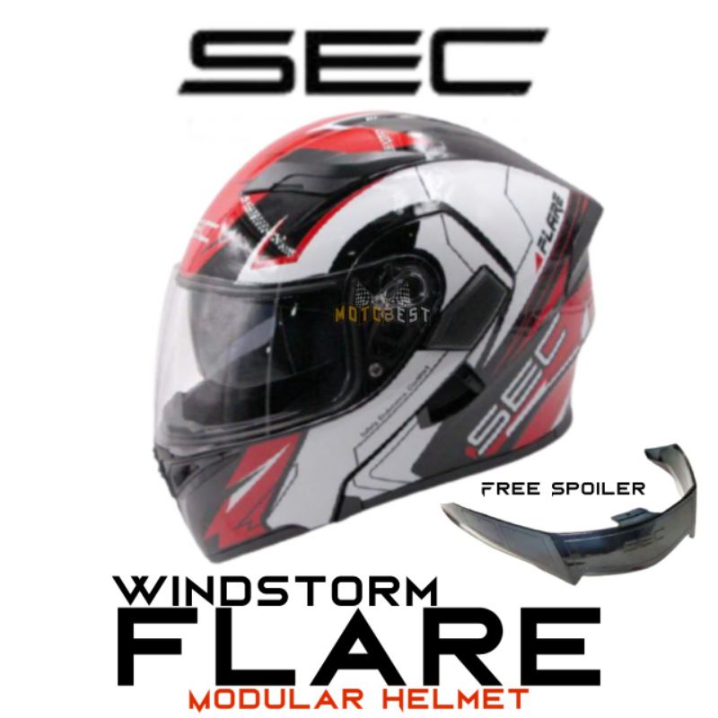 SEC Windstorm V2 Flare Modular Helmet + FREE Spoiler | Shopee Philippines