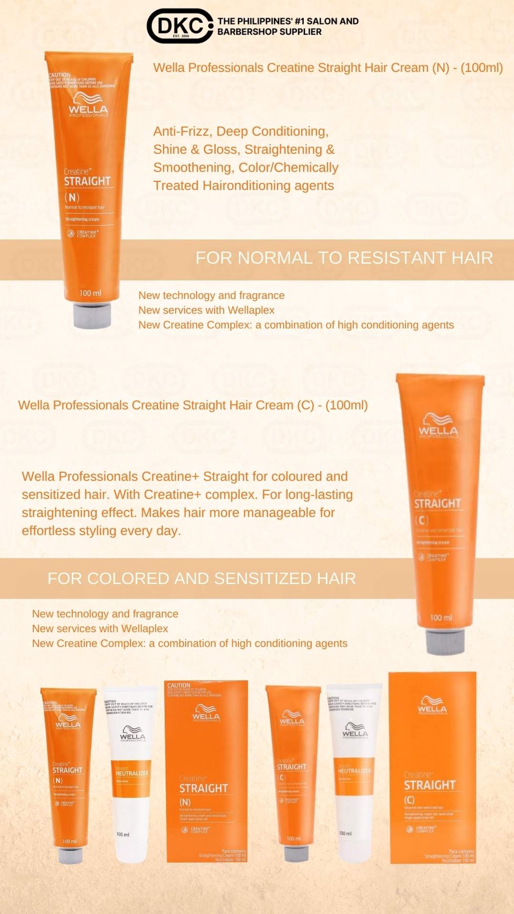 Wella Creatine+ Straight Rebond Set (Straightening Cream 100ml ...