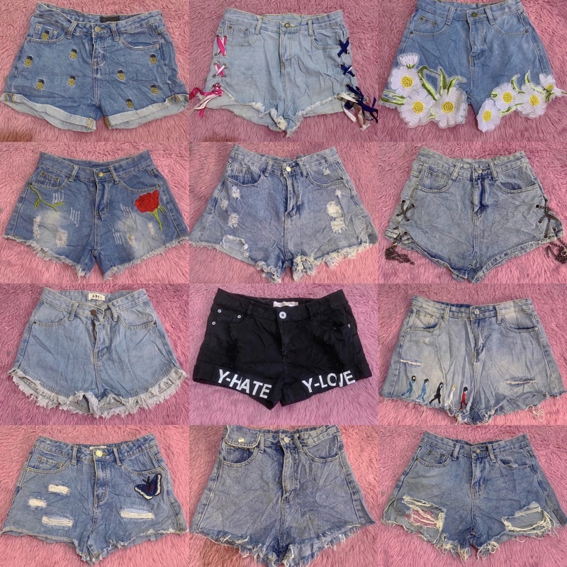 RARE Highwaist denim maong tattered ripped clean cut shorts | Shopee ...