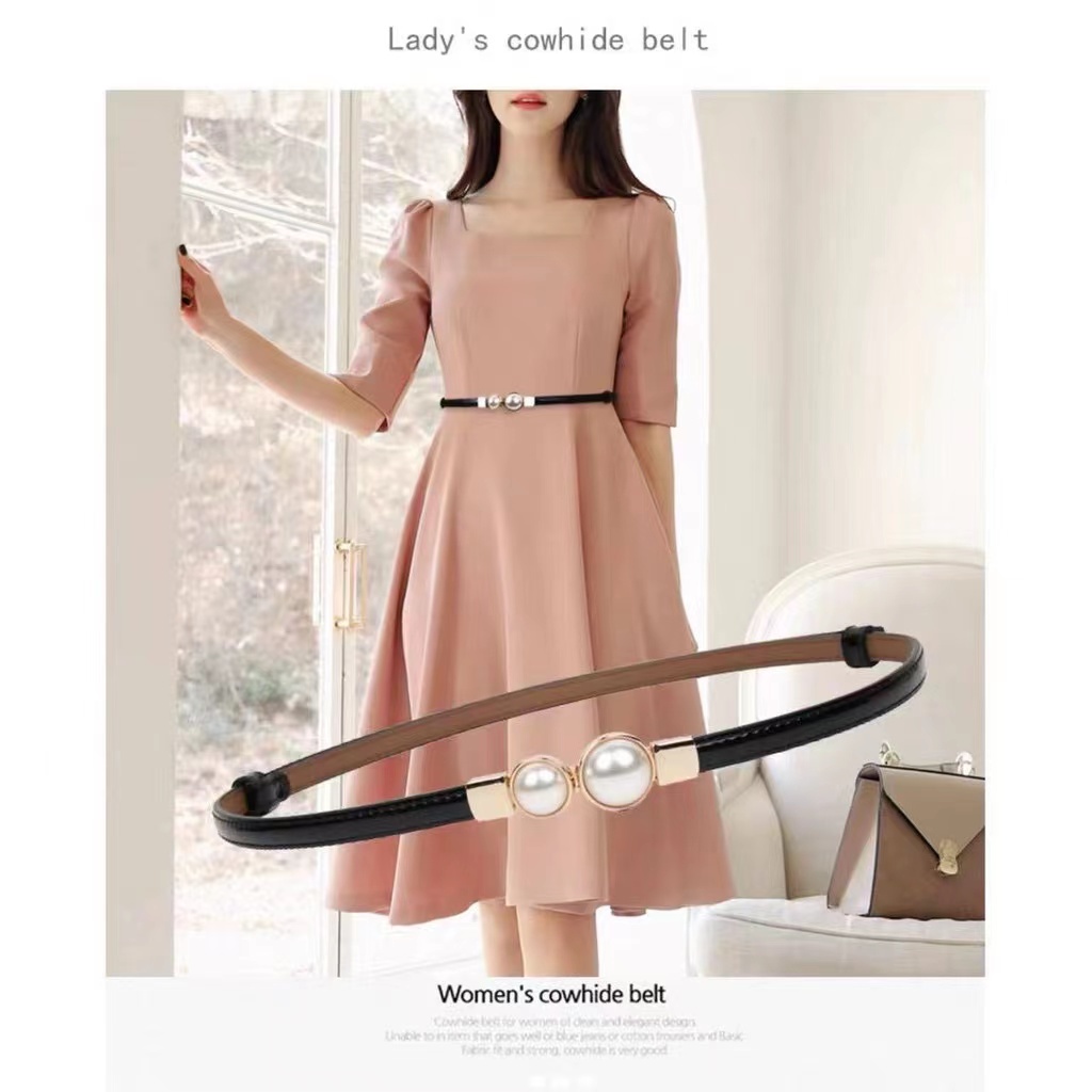 Korean Stretch Belt Ladies Elegant Pearl Leather Belts For Women ...