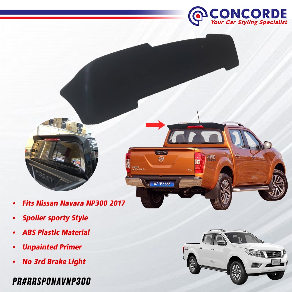 4X4 REAR SPOILER FOR NISSAN NAVARA NP300 2017 MATTE BLK 1P | Shopee ...