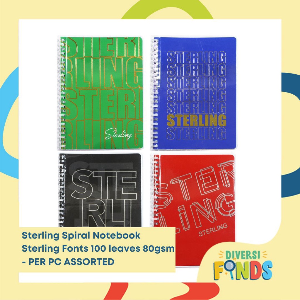 1pc STERLING Fonts Spiral Notebook W/Thick Jacket 100lvs. 80gsm ...