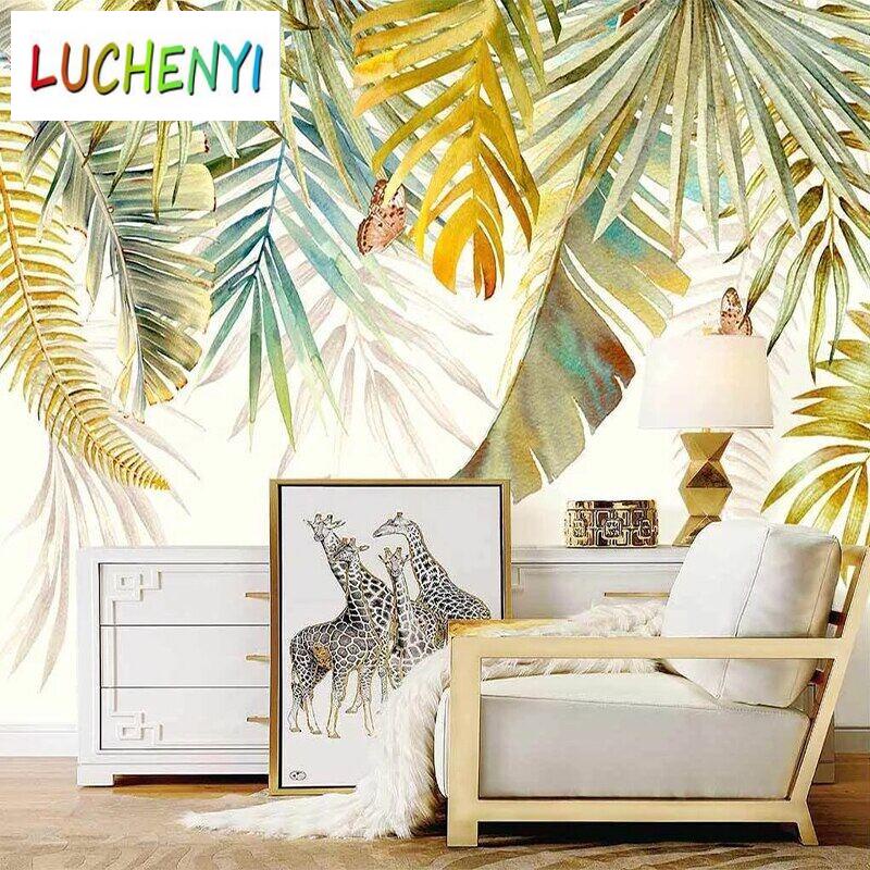 Custom Any Size Mural Wallpaper 3D Tropical Decor Plants Bedroom Leaves ...