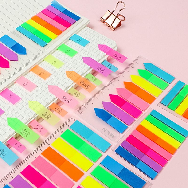 5 Colors*20 Sheets Fluorescent Color Transparent Index Sticky Note ...