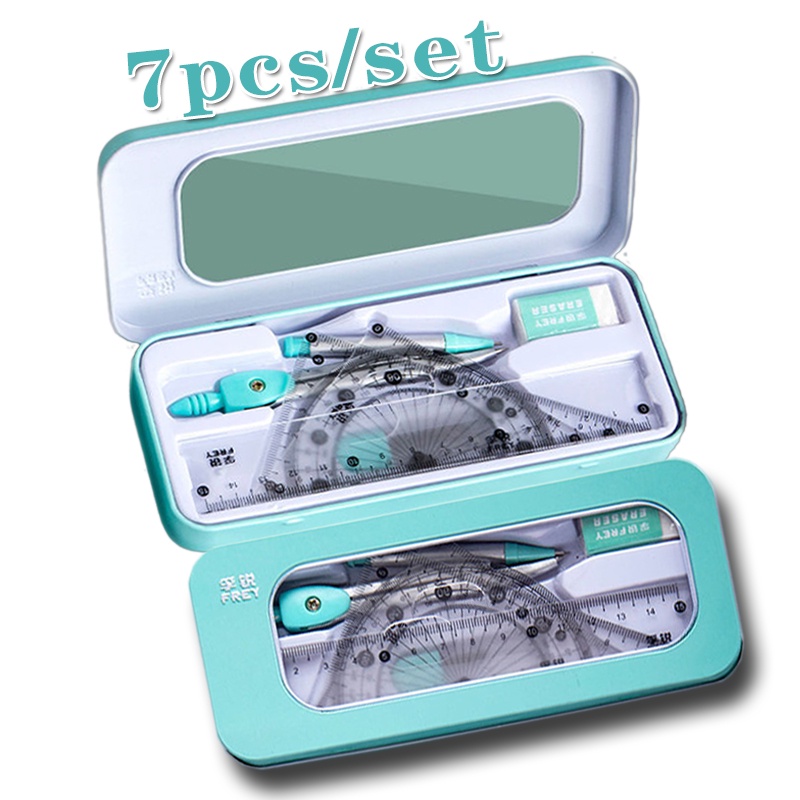 7pcs Mathematical Set Kawaii Geometric Ruler Compass School Supplies ...