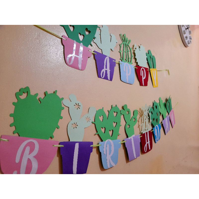 Happy Birthday Banner Colorful Plantita Theme | Shopee Philippines