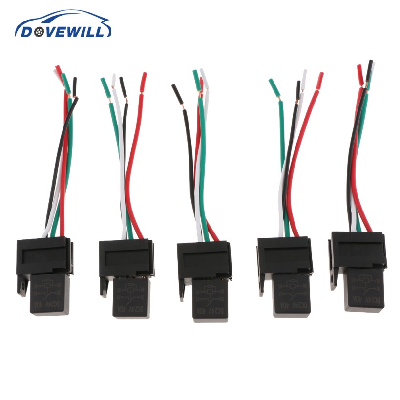 Dovewill 5x 24v 40a spst relay with harness sockets for fan fuel pump ...