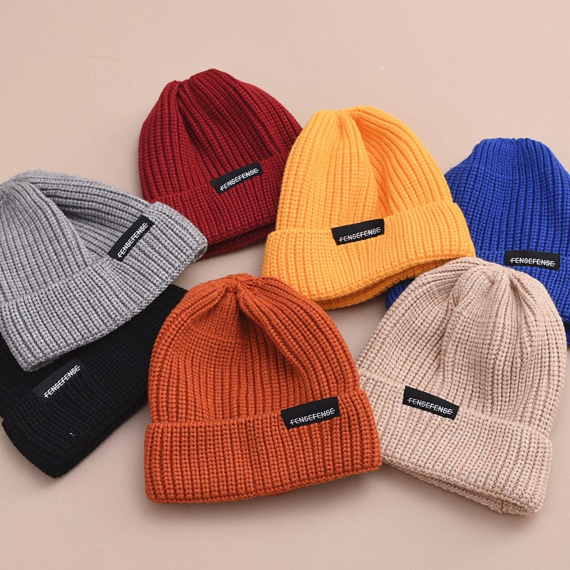 FENSEFENSE Knitted Beanie Hat Plain And Simple Bonnet Korean Style ...