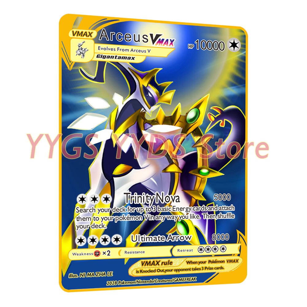 10000HP Arceus Vmax Pokemon English Metal cards YU GI OH Charizard ...