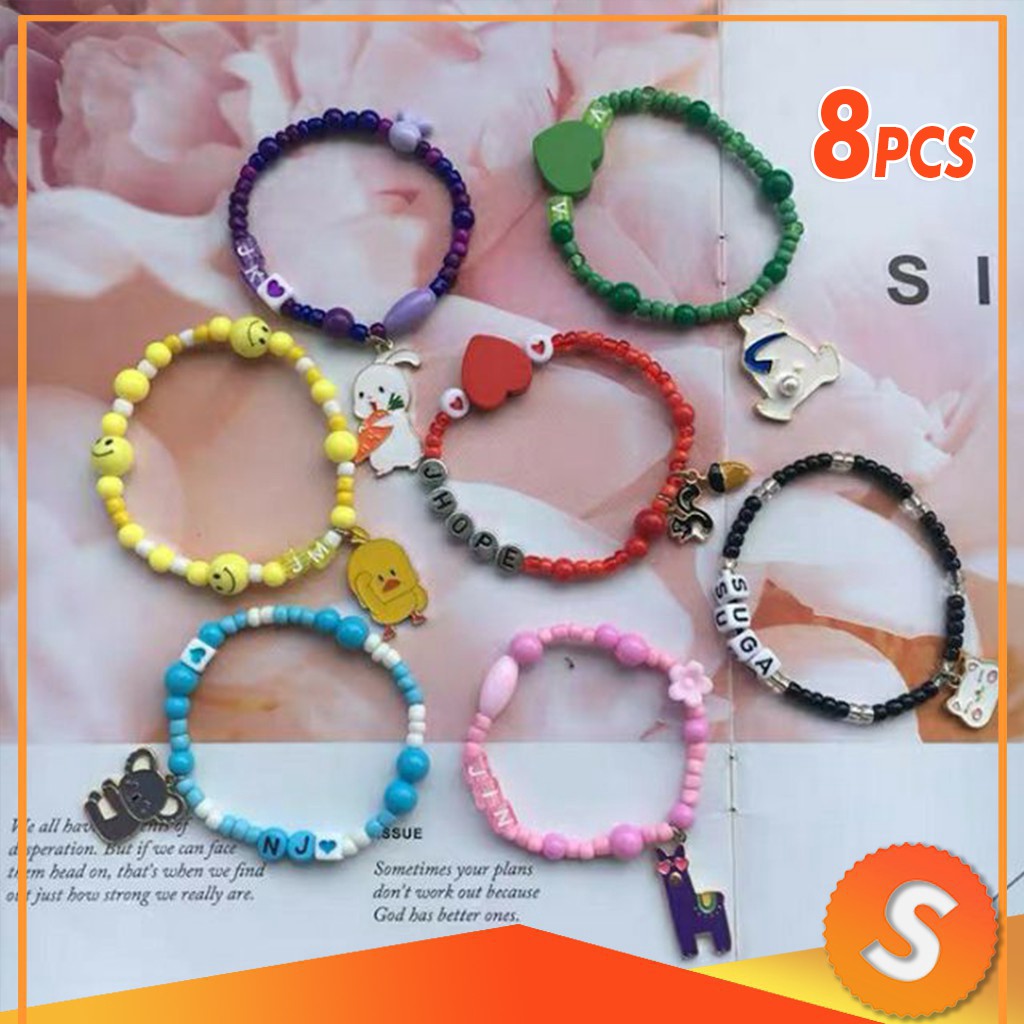 Kpop BTS Bracelet j-hope Bracelet 8pcs/set DIY J-HOPE VLIVE the Same ...
