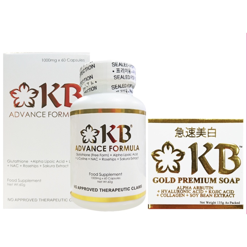 KB FORMULA ADVANCE 1000mg 60 capsules and 1 KB Premium Gold Soap Combo ...