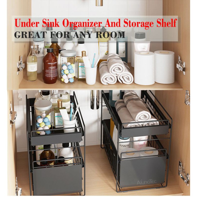 Two Tier Multi-functional Kitchen Drawer Space-saver Household ...