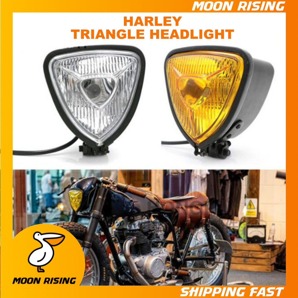 HARLEY TRIANGLE HEADLIGHT RETRO HEADLIGHT CLASSIC HEADLIGHT 12V H4 35W ...