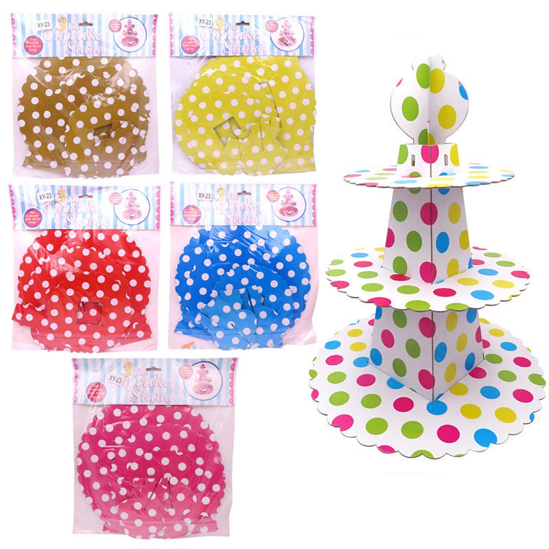 Cupcake Stand 3 Tier Cupcakes Random Holders For Party Decor Cardboard