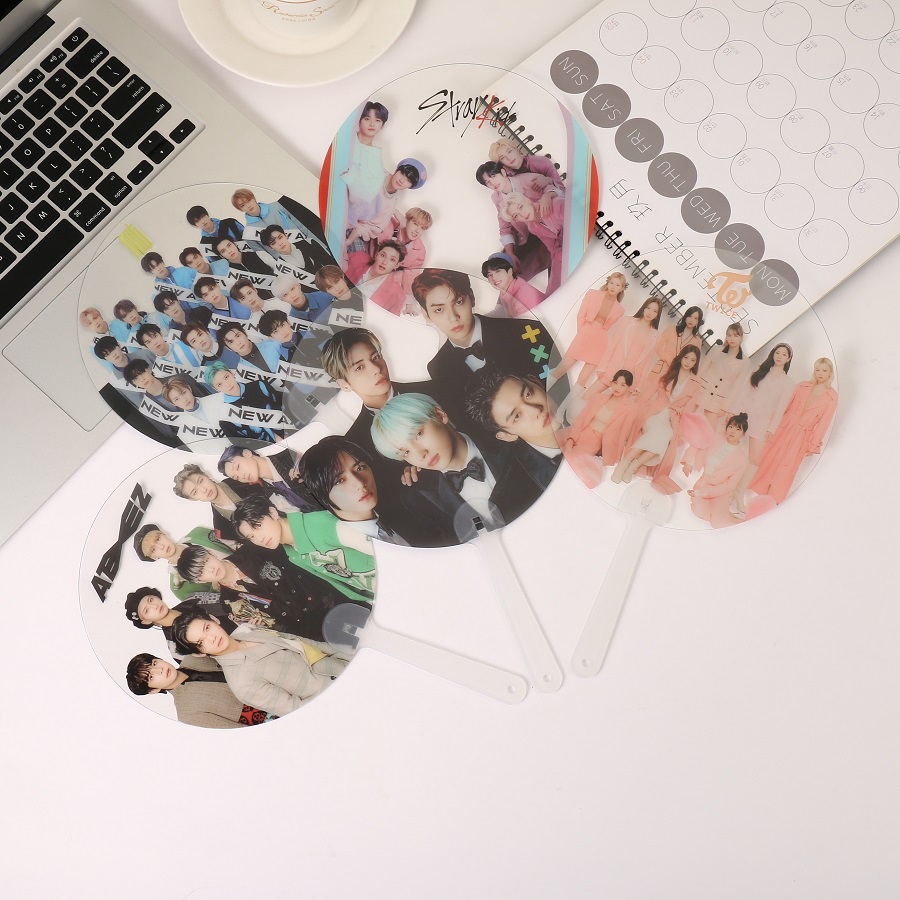 STRAYKIDS TWICE TXT NCT ATEEZ Idol Photo Fan PVC Round Transparent Fan ...