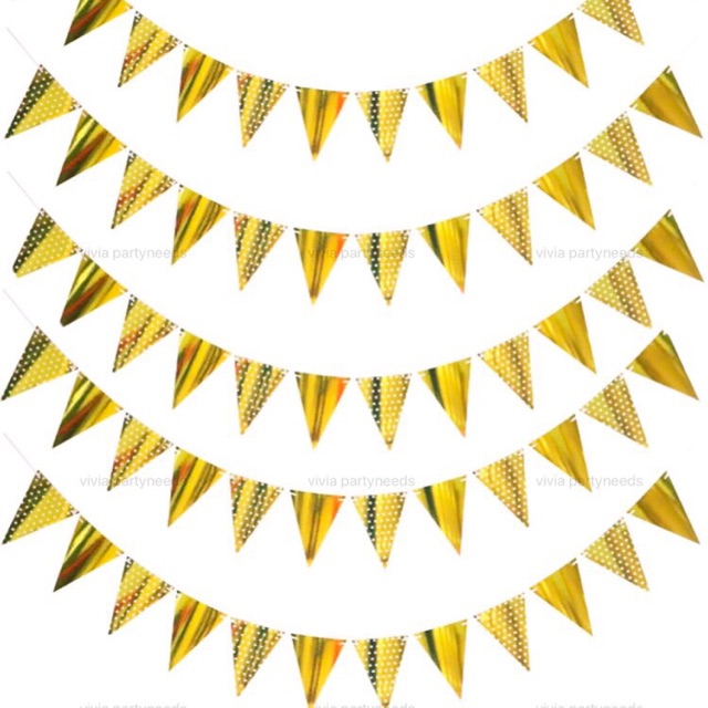 3meter Party flag Gold/Silver bunting(with string) | Shopee Philippines