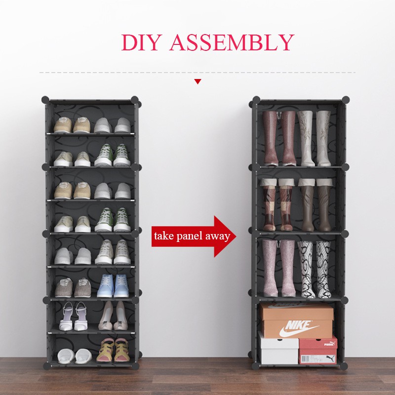 ☄Modular Shoe Cabinet Plastic Panel Steel Frame DIY Assembled Closet ...
