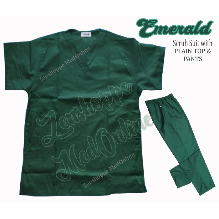 Scrub Suit set Plain (Emerald Green) [LCP] | Shopee Philippines