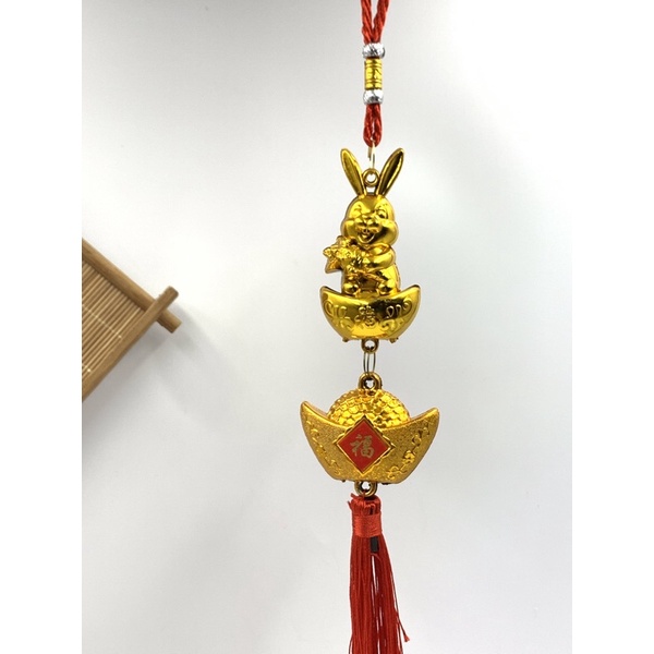 Feng Shui Lucky Rabbit with Ingot Hanging Charm | Shopee Philippines