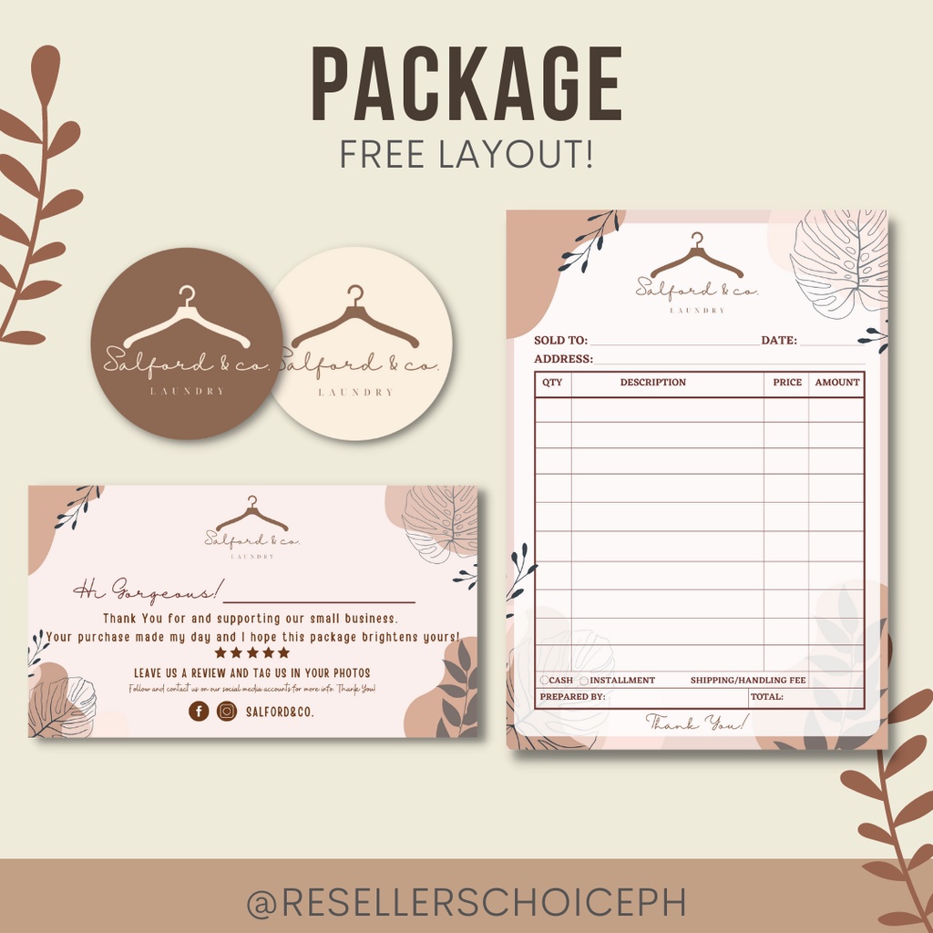 RECEIPT/STICKER LOGO & THANK YOU CARDS [FREE LAYOUT ] presyo ₱228