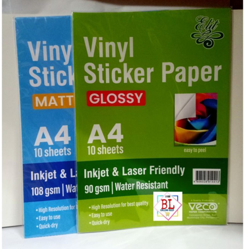 VECO Vinyl Sticker Paper Water Resistant (10 sheets) | Shopee Philippines