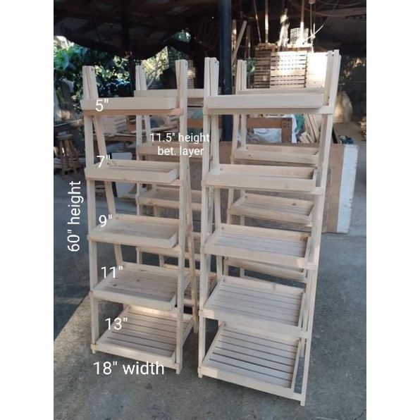 5 layer folding wooden rack | Shopee Philippines