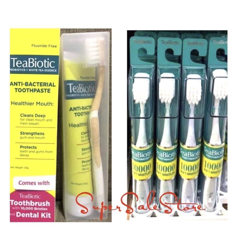 TeaBiotic Soft Bristles Toothbrush/ Probiotic + White Tea Essence Anti ...