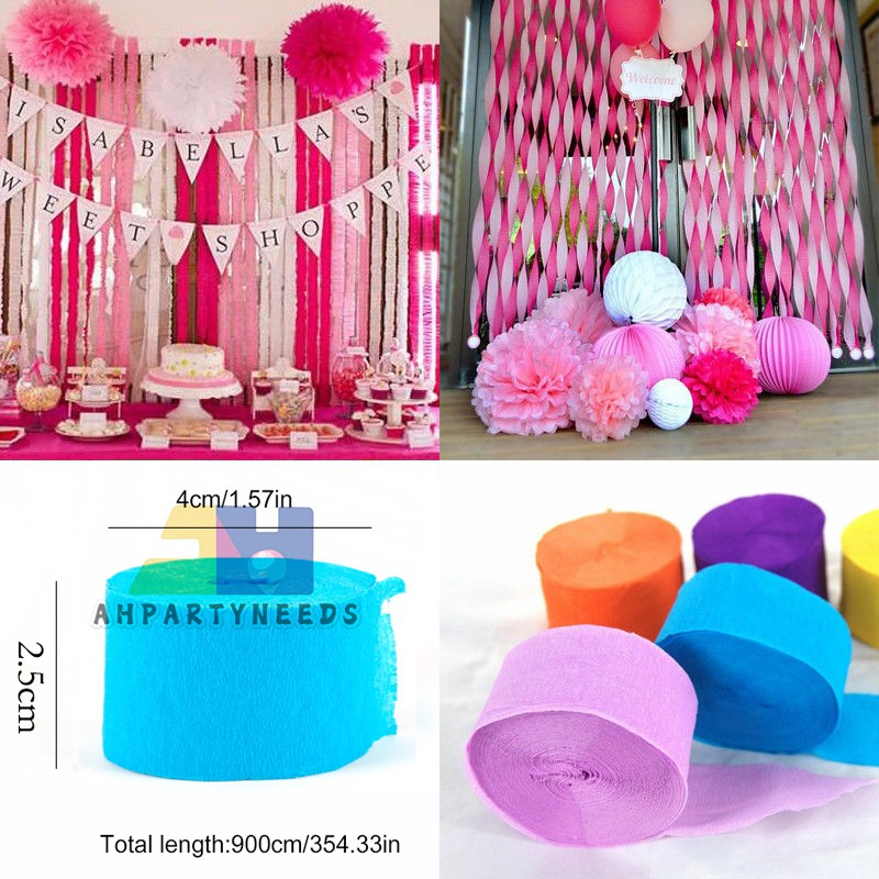 12Pcs/Set Crepe Paper Streamers Multi Hanging Garland Birthday Baby ...
