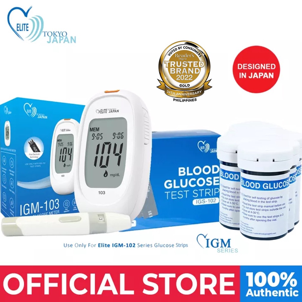 Indoplas Elite Test Strips - 150 pcs (3 boxes) with Glucometer System ...