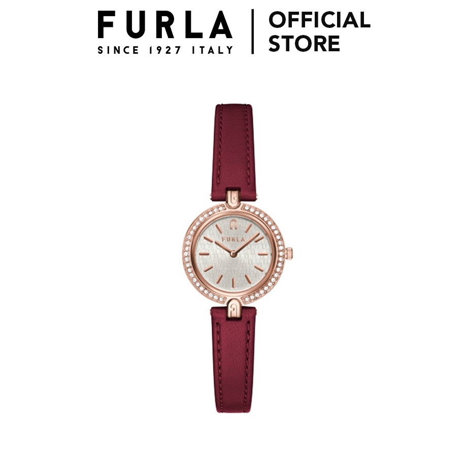 Furla Logo Links Heritage Red Crystal Leather Watch | Shopee Philippines