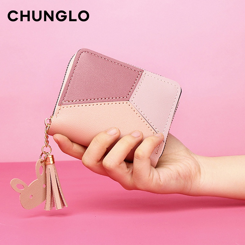 CHUNGLO Women Wallets Fashion Wallets Color block Zipper Ladies Bags ...