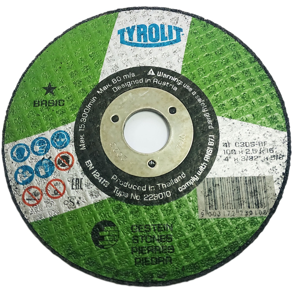 ORIGINAL TYROLIT CUTTING DISC 4" X 3/32" X 5/8" ( 100MM X 2.5MM X 16MM ...