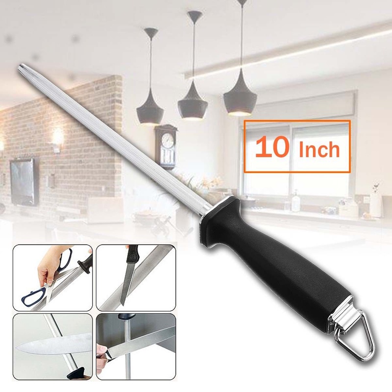 10'' 25.4cm Oval High Carbon Steel Diamond Sharpening Steel Rod ...