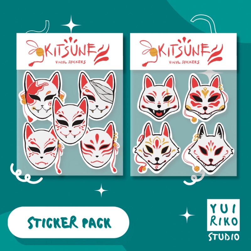 Kitsune Sticker Packs | Vinyl Die Cut Stickers | Shopee Philippines