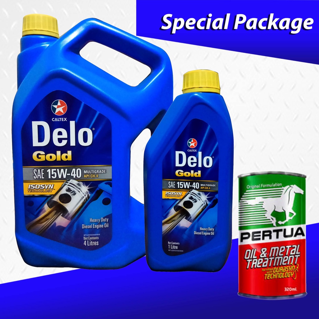 Caltex Delo Gold Diesel Engine Oil SAE 15W-40 + Pertua Oil and Metal ...