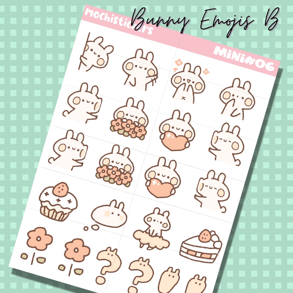BUNNY EMOJI SET B PLANNER STICKERS - MINI STICKER SHEETS | Shopee ...