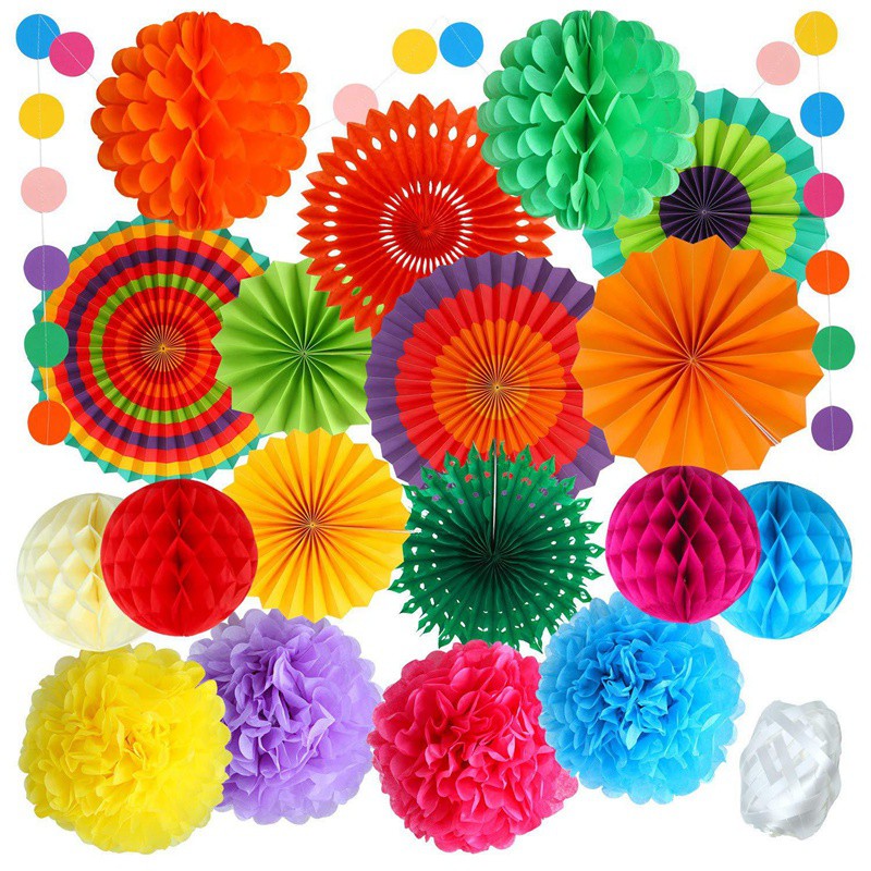20pcs Colourful Party Fiesta Decorations Fansents Festival Supplies Sho ...