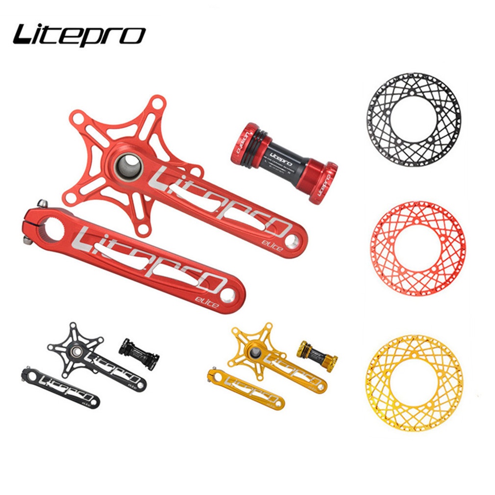 Litepro Folding Bicycle Elite Hollow Integrated Crank Crankset 130BCD ...