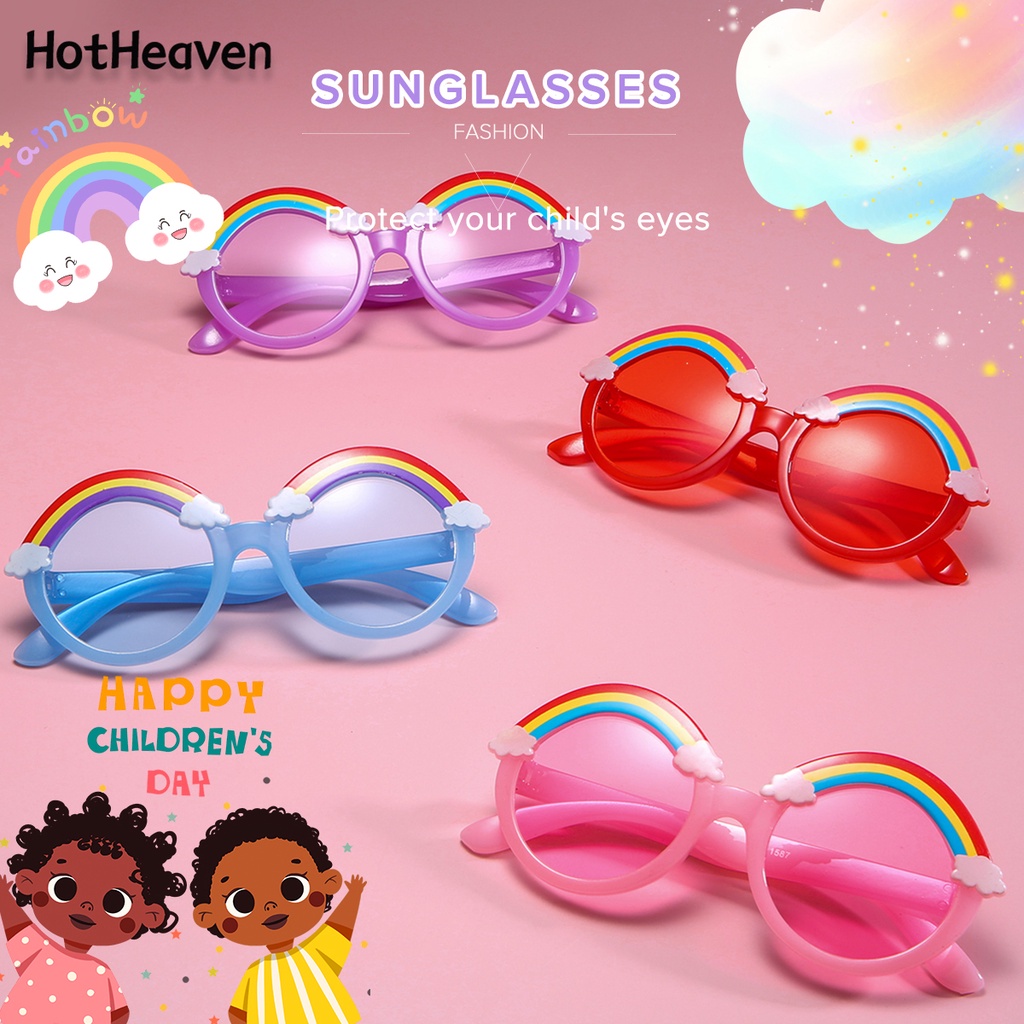 4 Styles Cute Unisex Rainbow Outdoor Anti-UV UV400 Kids Sunglasses ...