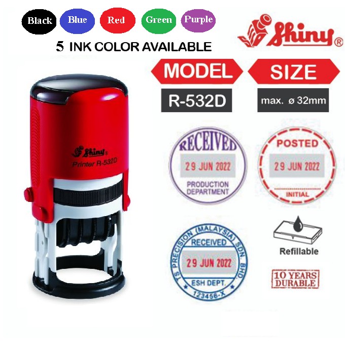 CUSTOMIZED Shiny Dater &Text Self Inking Stamp - R532D-R546D Printer Line | Shopee Philippines