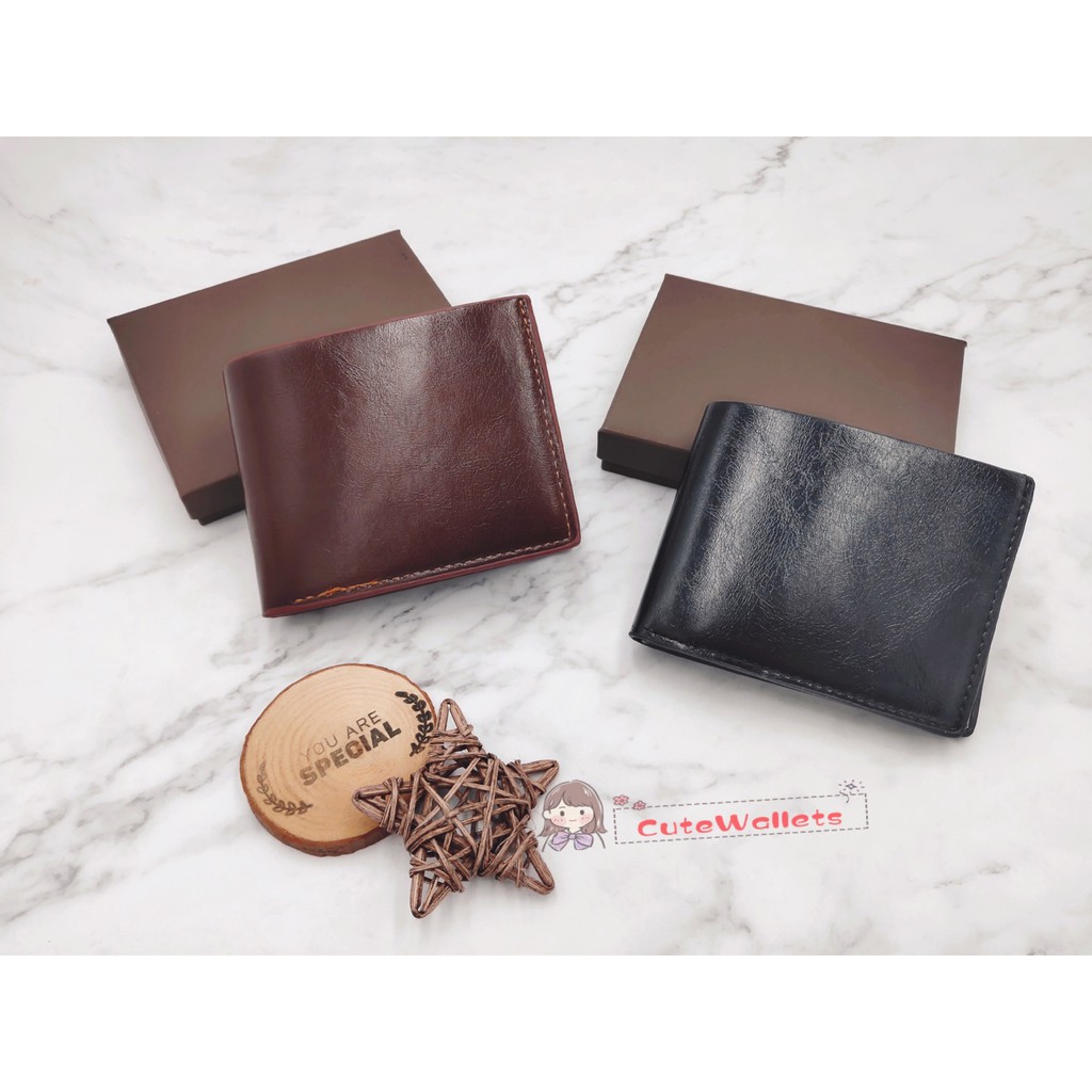 New style Men's leather short wallet with Box | Shopee Philippines