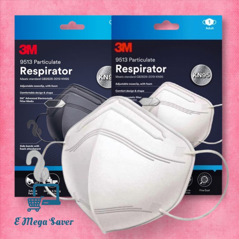 3M KN95 9513 Particulate Respirator White/Black (1ea/pack) | Shopee ...