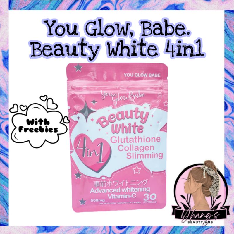 Beauty White 4in1 Intense Whitening Glutathione with Collagen Capsule by You Glow, Babe ...