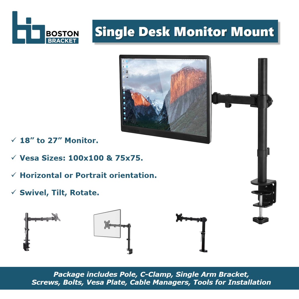 Boston Bracket Single Desk Monitor Mount With C-Clamp | Shopee Philippines